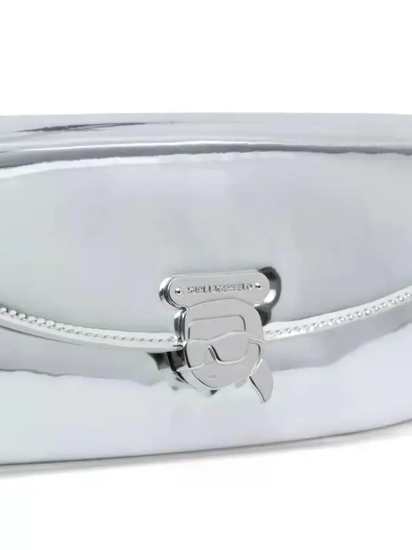 Karl Lagerfeld Metallic-effect Logo-plaque Shoulder Bag - Silver