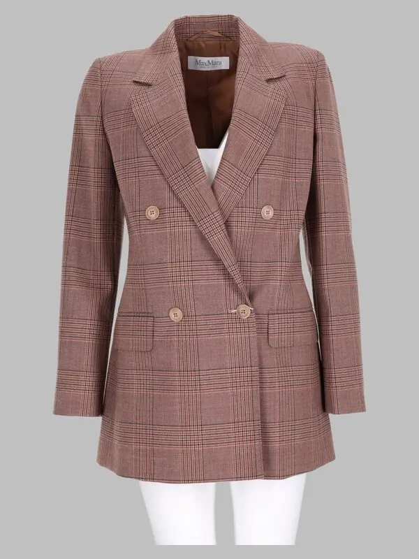 Max Mara Double-breasted Plaid Blazer Jacket