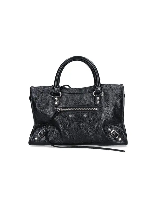 Balenciaga Sculpted Lamb Leather Shoulder Bag With Brass & Plexiglass Accents