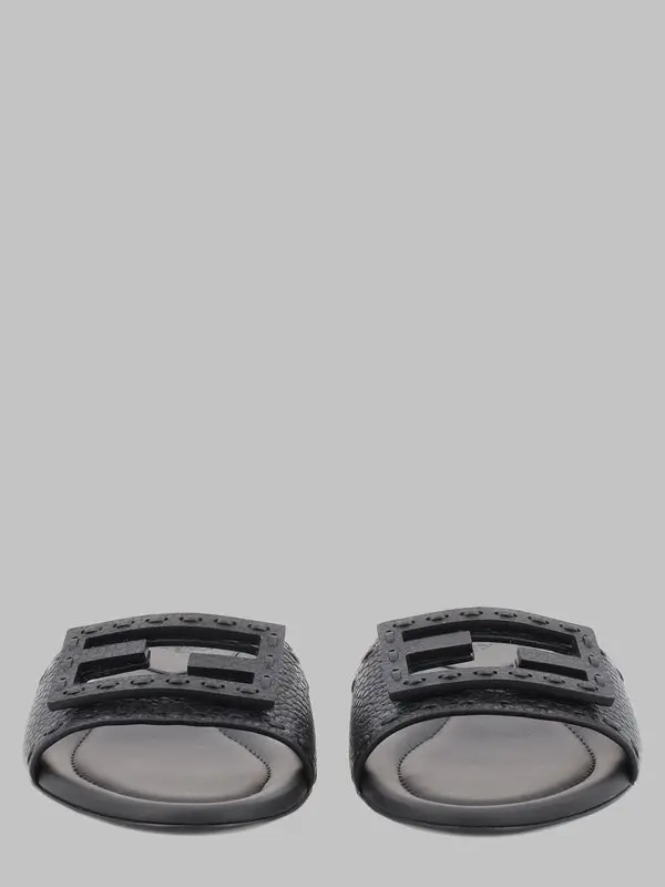 Fendi Baguette Mini Slide Sandals In 100% Calf Leather, 1 Cm Heel