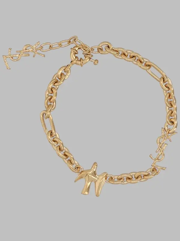 Saint Laurent Logo Charm Chain Bracelet - Multicolour