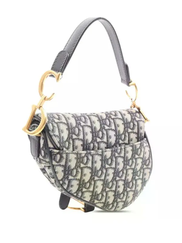 Dior 1990-2010 Mini Oblique Canvas Saddle Bag Satchel