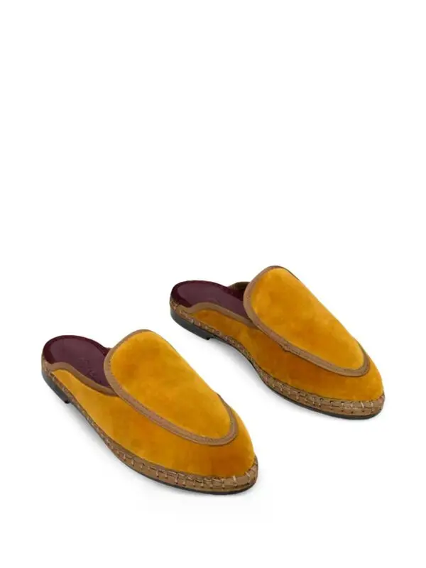 FLABELUS Bruna Velvet Flat Mules - Yellow