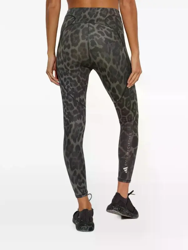 Adidas By Stella McCartney X Stella Mccartney Leopard-print Logo-print Leggings - Grey