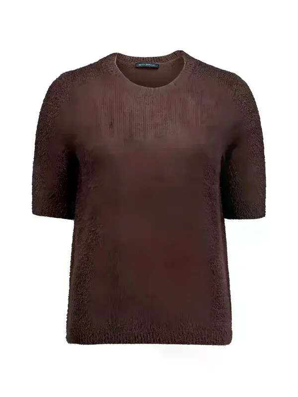 BETTY BARCLAY Short-sleeve Textured-knit T-shirt - Brown