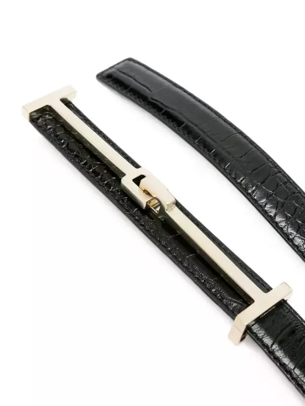 TOM FORD T-logo Crocodile-effect Belt