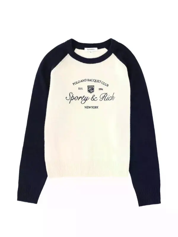 Sporty & Rich Logo-print Raglan-sleeve Sweater - Neutrals