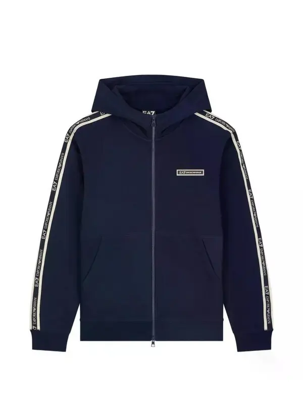 EA7 Logo-tape Zip-up Hoodie - Blue
