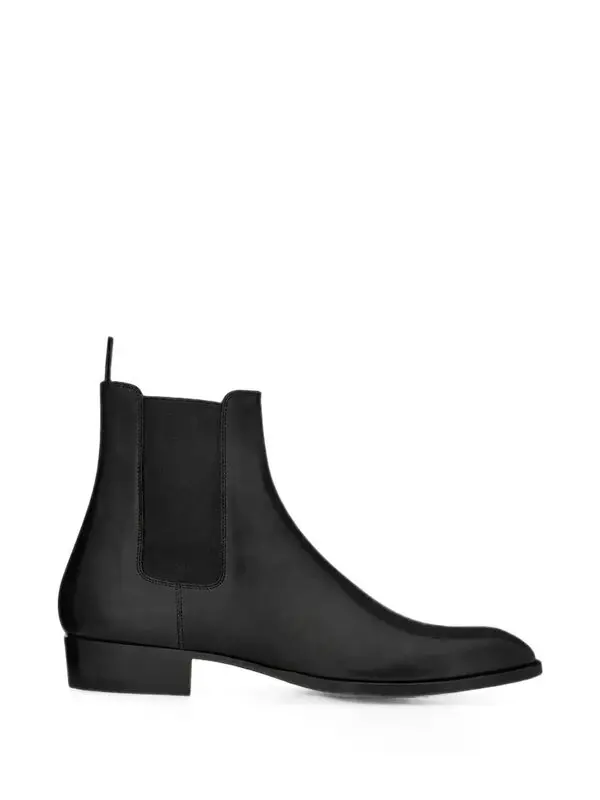 Saint Laurent Wyatt Leather Chelsea Boots - Black