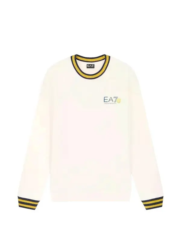 EA7 Graphic-print Striped-trim Sweatshirt