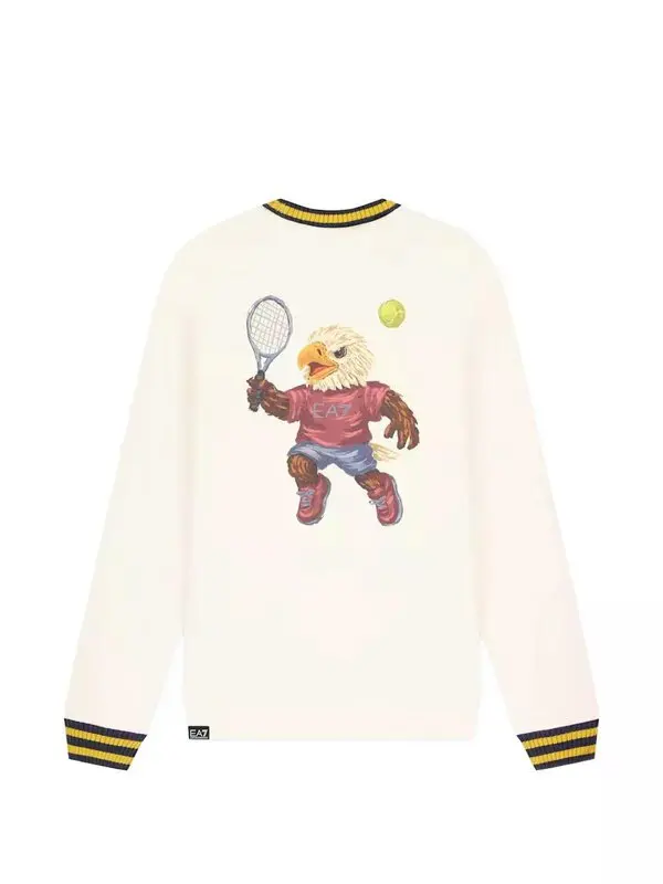EA7 Graphic-print Striped-trim Sweatshirt
