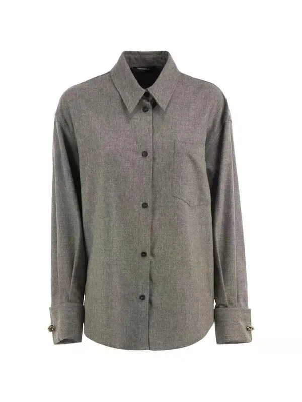 Fabiana Filippi Crystal-embellished Flannel Shirt - Grey