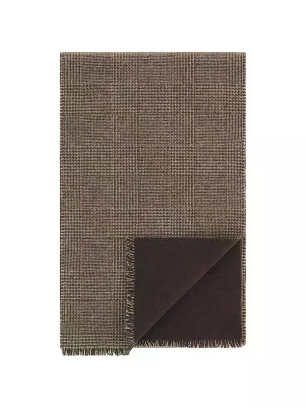 Boggi Milano Scarf In Wool Cashmere With Prince Of Wales Check - Brown