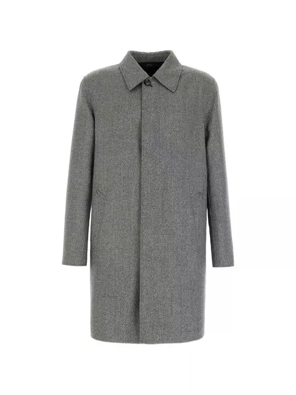 Brioni Melange Concealed-fastening Coat