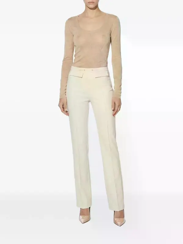 Elisabetta Franchi Trousers In Double Layer Stretch Crêpe - Neutrals