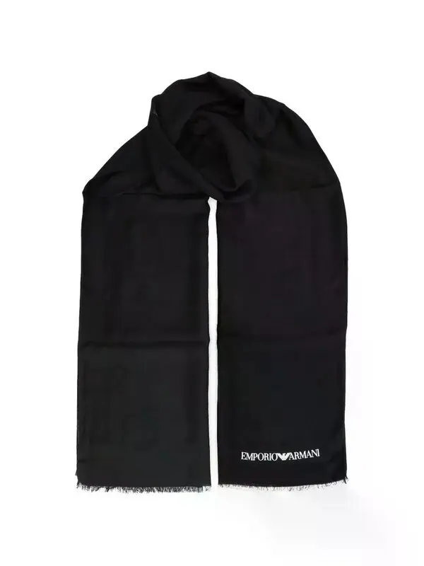 Emporio Armani Logo-print Frayed Scarf