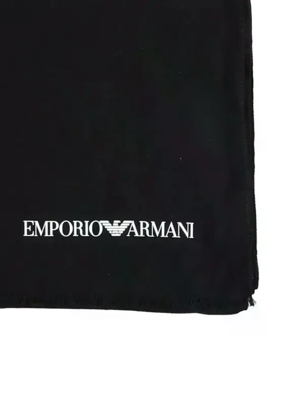 Emporio Armani Logo-print Frayed Scarf