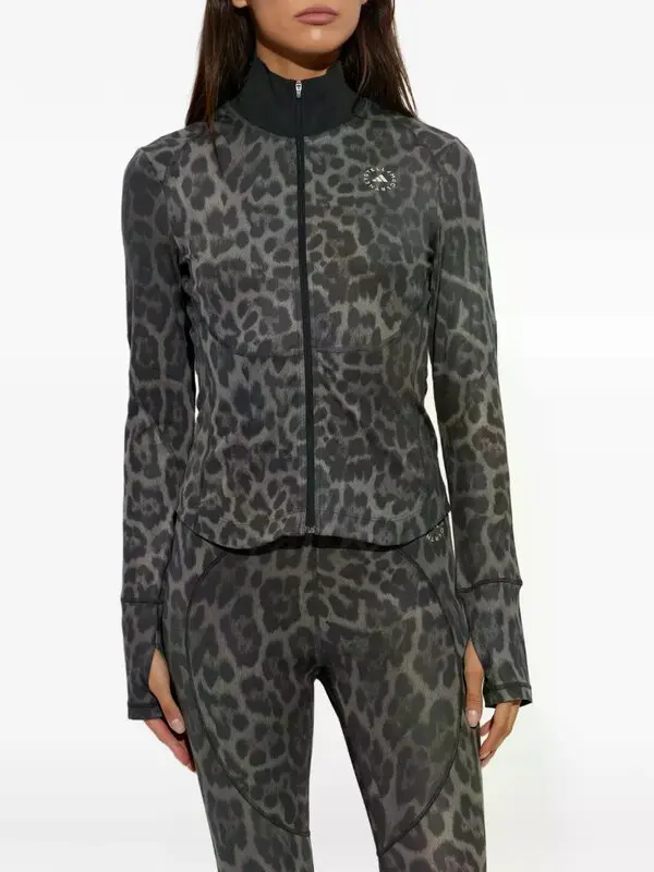 Adidas By Stella McCartney X Stella Mccartney Leopard-print Zip-up Track Jacket - Grey