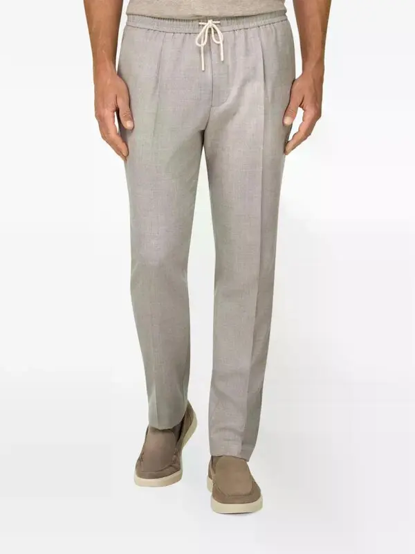 Boggi Milano City Trousers In Mélange Wool Flannel