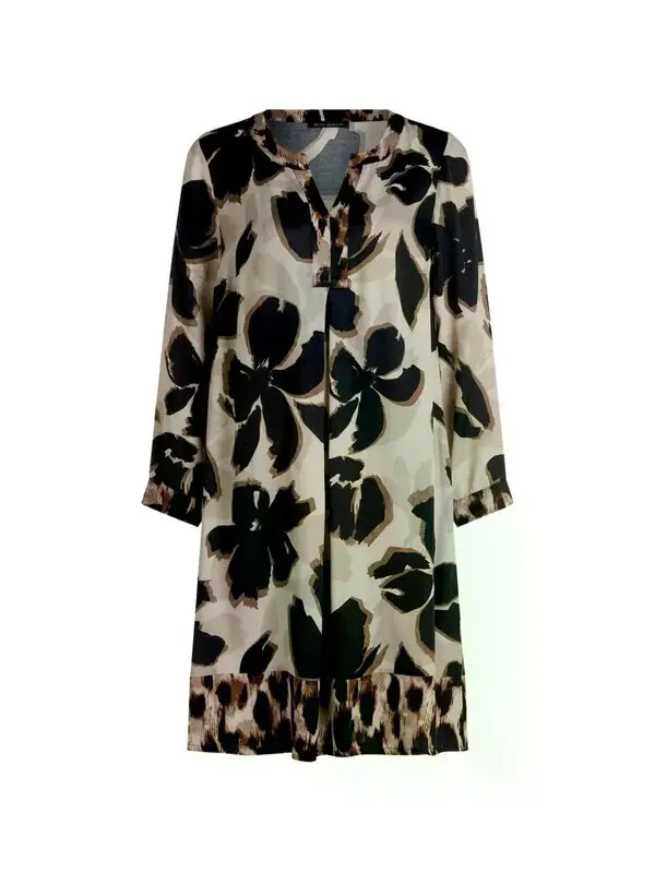 BETTY BARCLAY Floral-print Leopard-trim Midi Dress