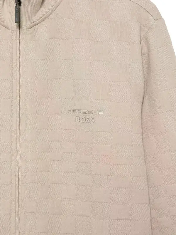 BOSS Check-pattern Zip-up Cardigan