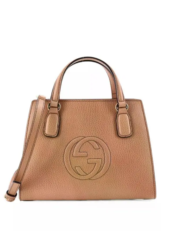 Gucci Soho Convertible Top Handle Leather Small Satchel - Neutrals