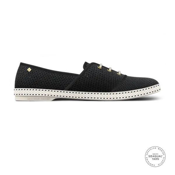Rivieras Classic Mesh Slip-on Loafer With Laces - Black