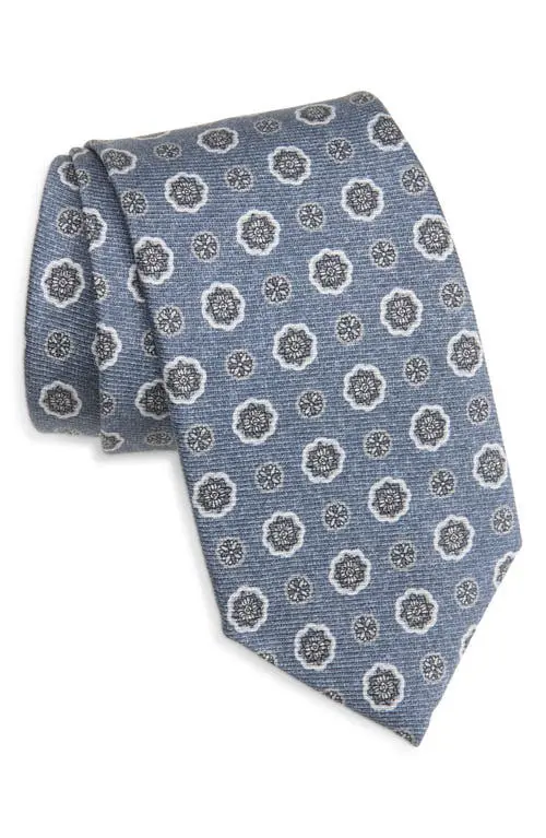 David Donahue Geometric Silk Necktie - Denim