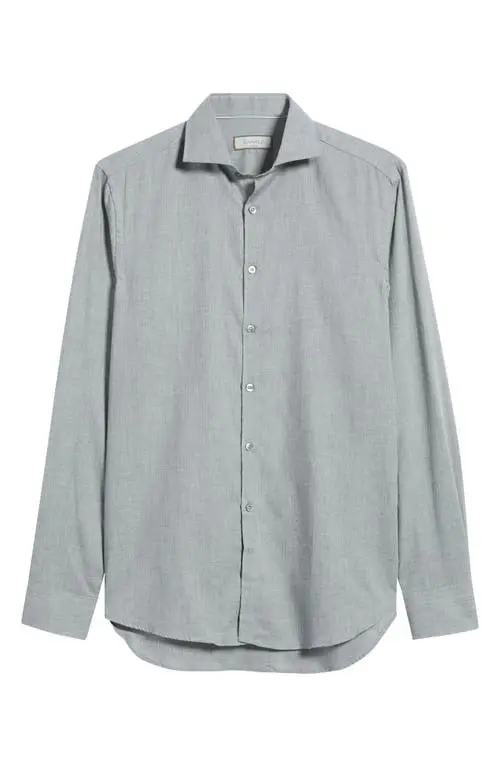 Canali Regular Fit Herringbone Button Up Shirt