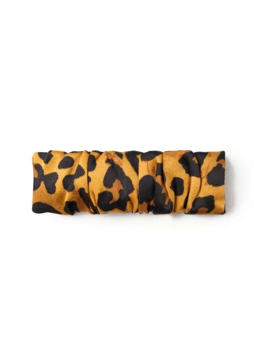 OLAH Leopard Silk Hair Barrette Clip - Brown