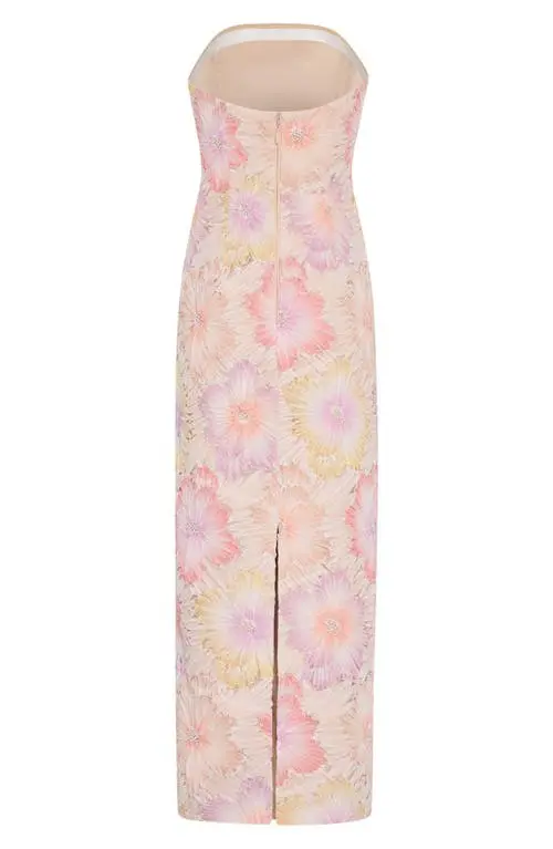MILLY Kait Floral Embroidered Strapless Midi Dress