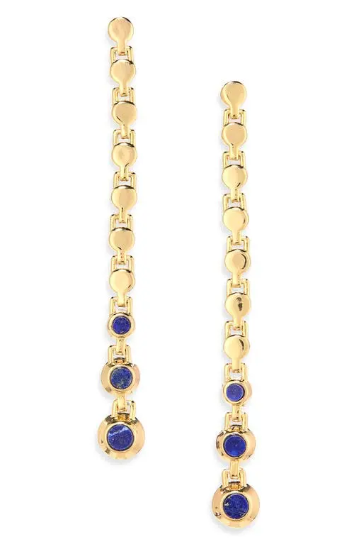EDDIEBORGO Long Eclipse Lapis Drop Earrings - Gold/lapis