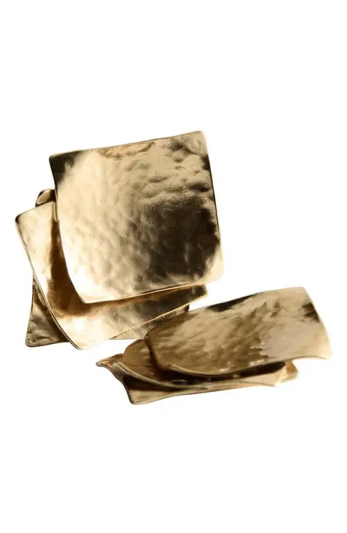 Mango Textured Square Relief Earrings