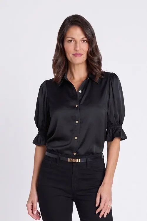 THE NOLI SHOP Cindy Ruffle Sleeve Blouse - Black