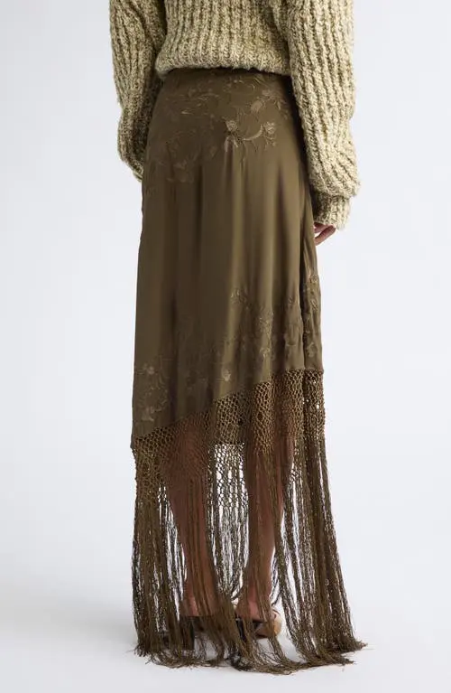 Ulla Johnson Lark Silk Fringe Maxi Skirt - Malachite