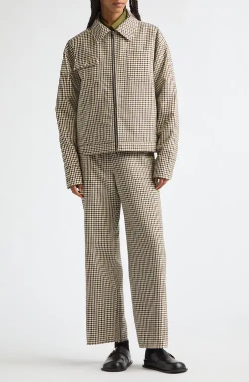 Plan C Check Wool Straight Leg Trousers