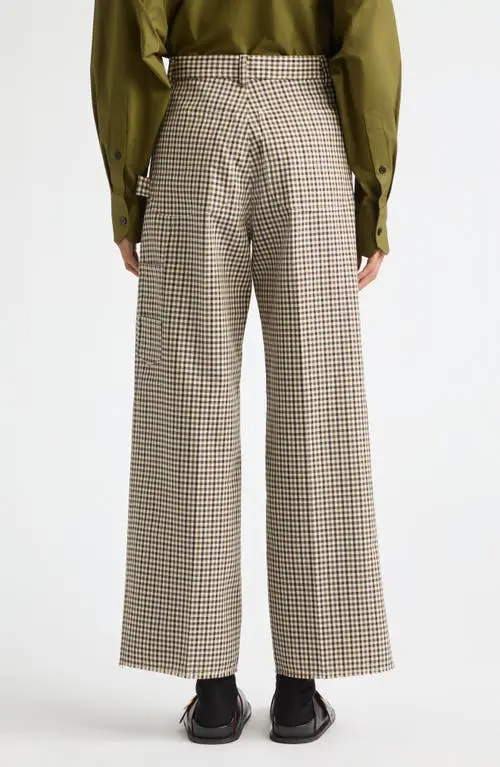 Plan C Check Wool Straight Leg Trousers