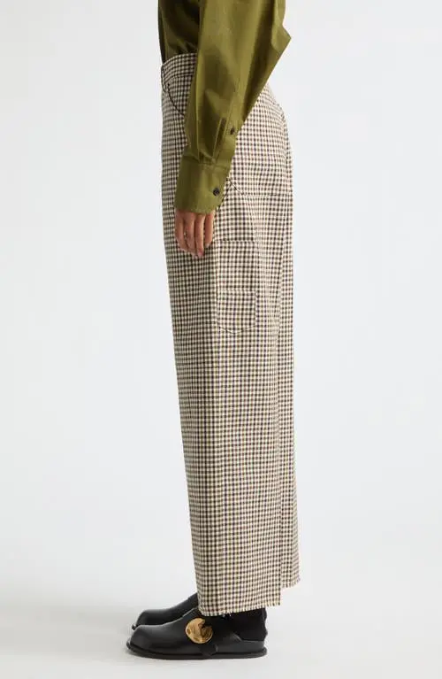 Plan C Check Wool Straight Leg Trousers