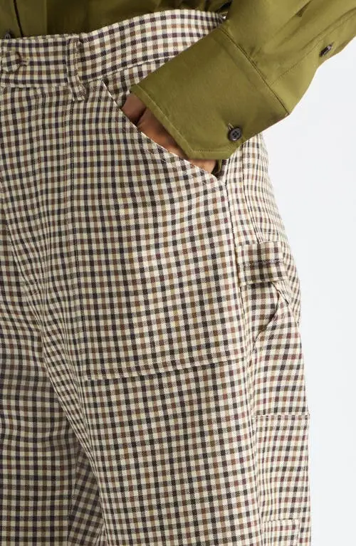 Plan C Check Wool Straight Leg Trousers