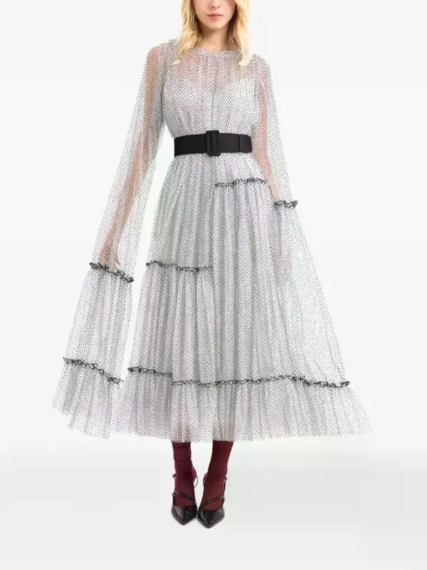 GEMY MAALOUF Polka-dot Tiered Dress - White