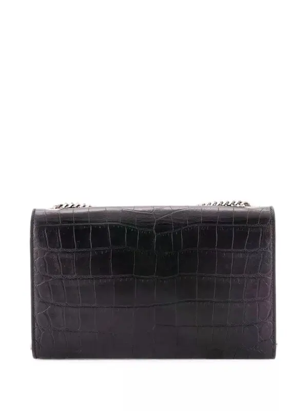 Saint Laurent Classic Monogram Tassel Crocodile Embossed Leather Medium Crossbody Bag - Black