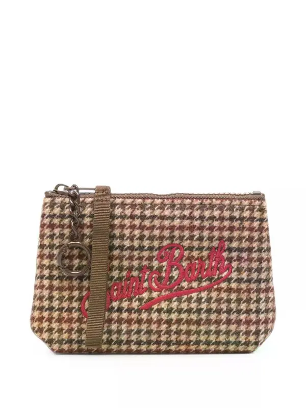 MC2 SAINT BARTH Mini Aline Houndstooth Embroidered Make-up Bag