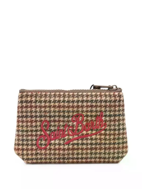 MC2 SAINT BARTH Mini Aline Houndstooth Embroidered Make-up Bag