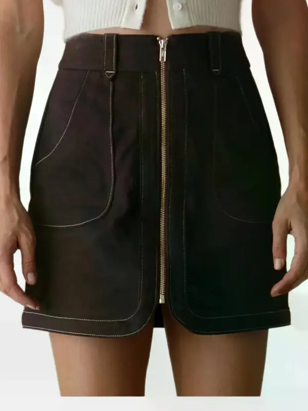 HEVRON Nora Contrast-stitch Mini Skirt
