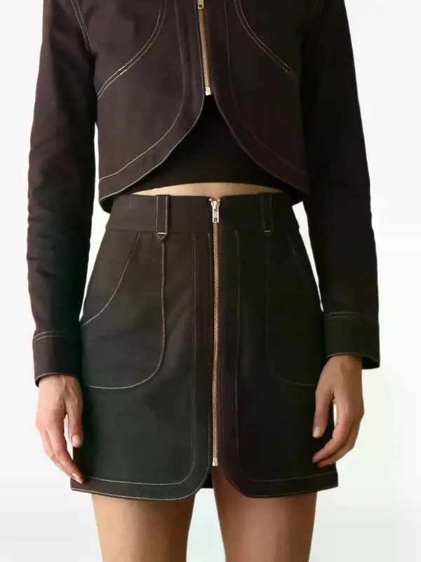 HEVRON Nora Contrast-stitch Mini Skirt
