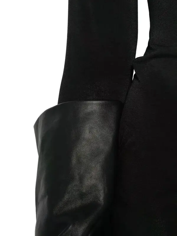 DARKPARK Camie Gathered Leather-sleeve Top - Black