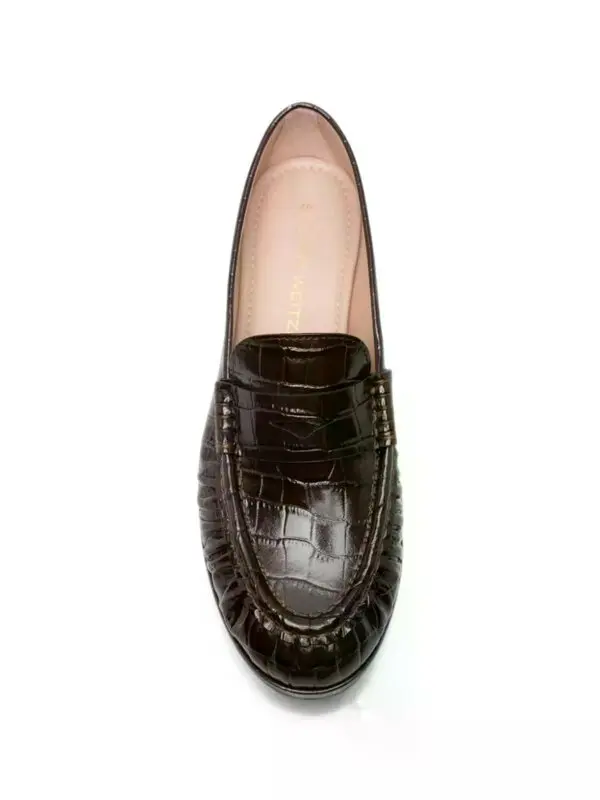 STUART WEITZMAN Crocodile-effect Leather Loafers - Brown