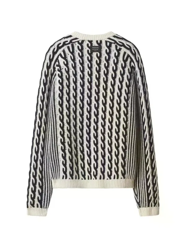 Maison Kitsuné Cable-knit Striped Sweater