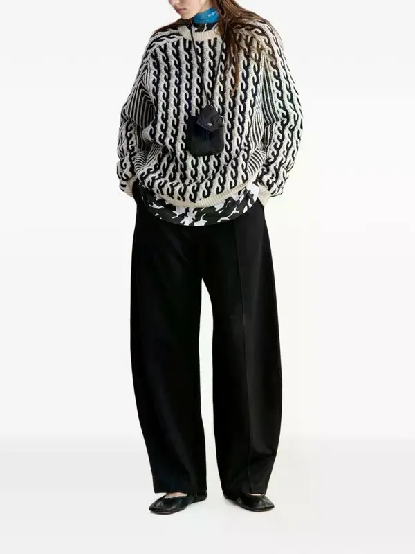 Maison Kitsuné Cable-knit Striped Sweater