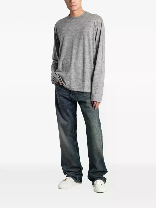 Emporio Armani Logo-embroidered Longsleeved T-shirt - Grey